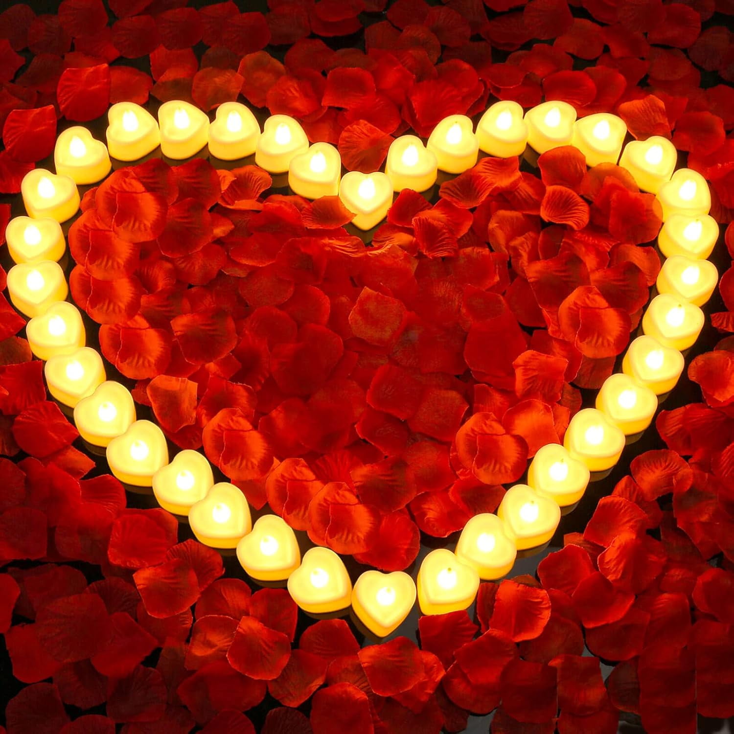 Romantic Decorations Set with 3000 Silk Rose Petals & 36 Heart-Shaped ...