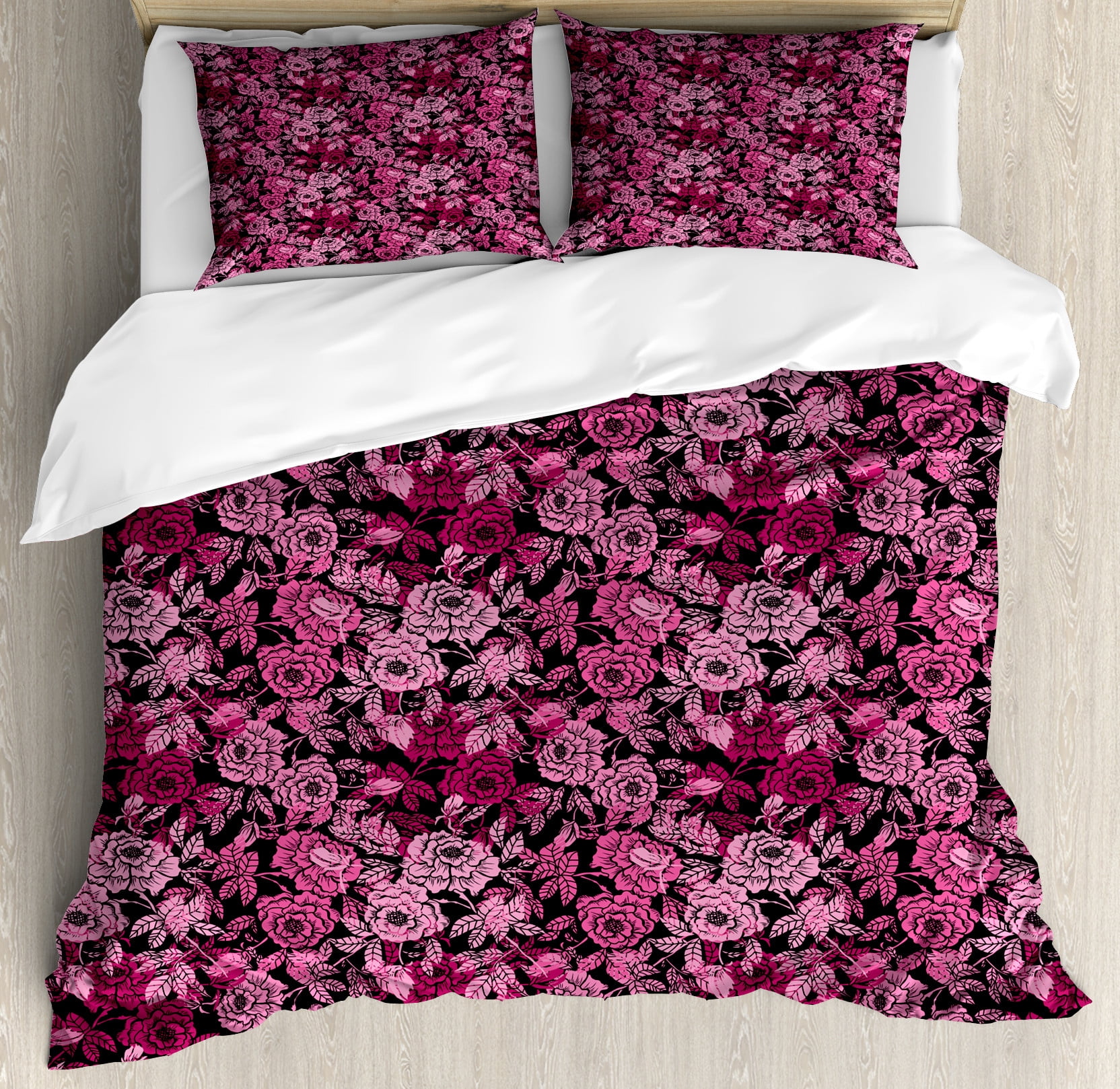Romantic Duvet Cover Set, Feminine Pattern of Wild Peony Flowers Summer ...