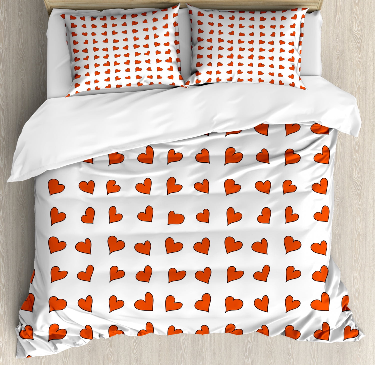 Romantic Duvet Cover Set, Heart Pattern Lovers Valentines Day Honeymoon ...