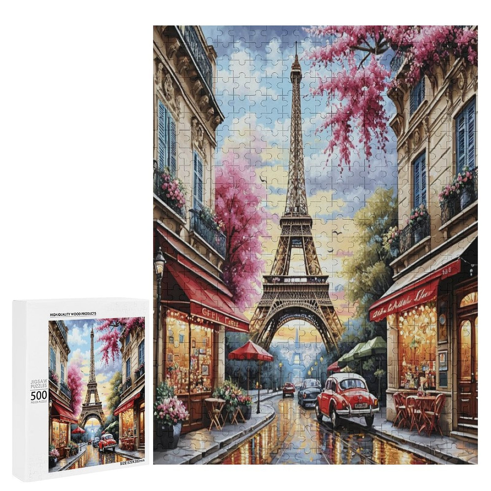 Romantic Eiffel Tower Street Puzzle 500 Piece For Adults, Family Games ...