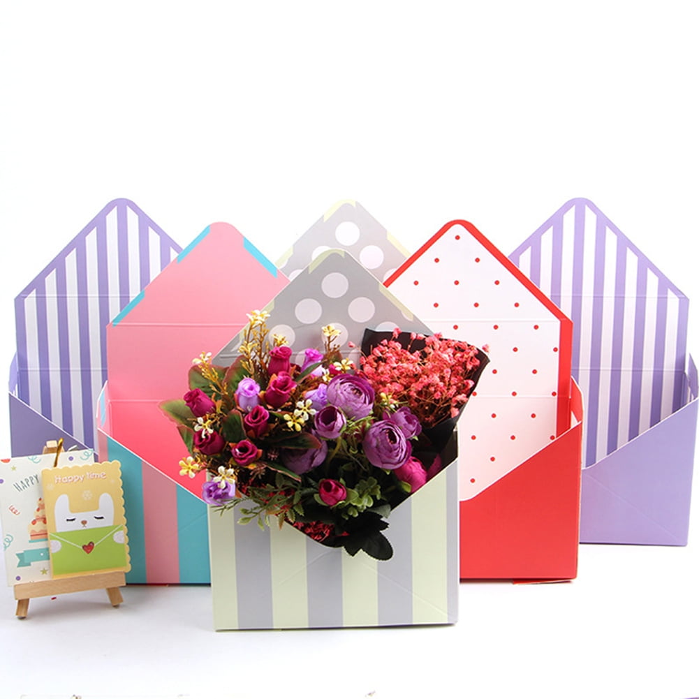 Romantic Envelope Stripe Flower Bouquet Paper Packing Box Holder ...