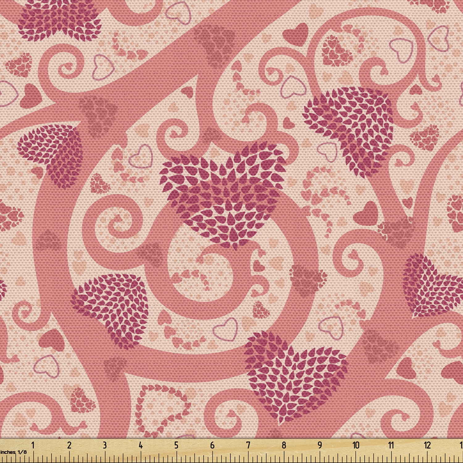 Ambesonne Romantic Fabric by the Yard Upholstery, Heart Love, 3 Yards ...