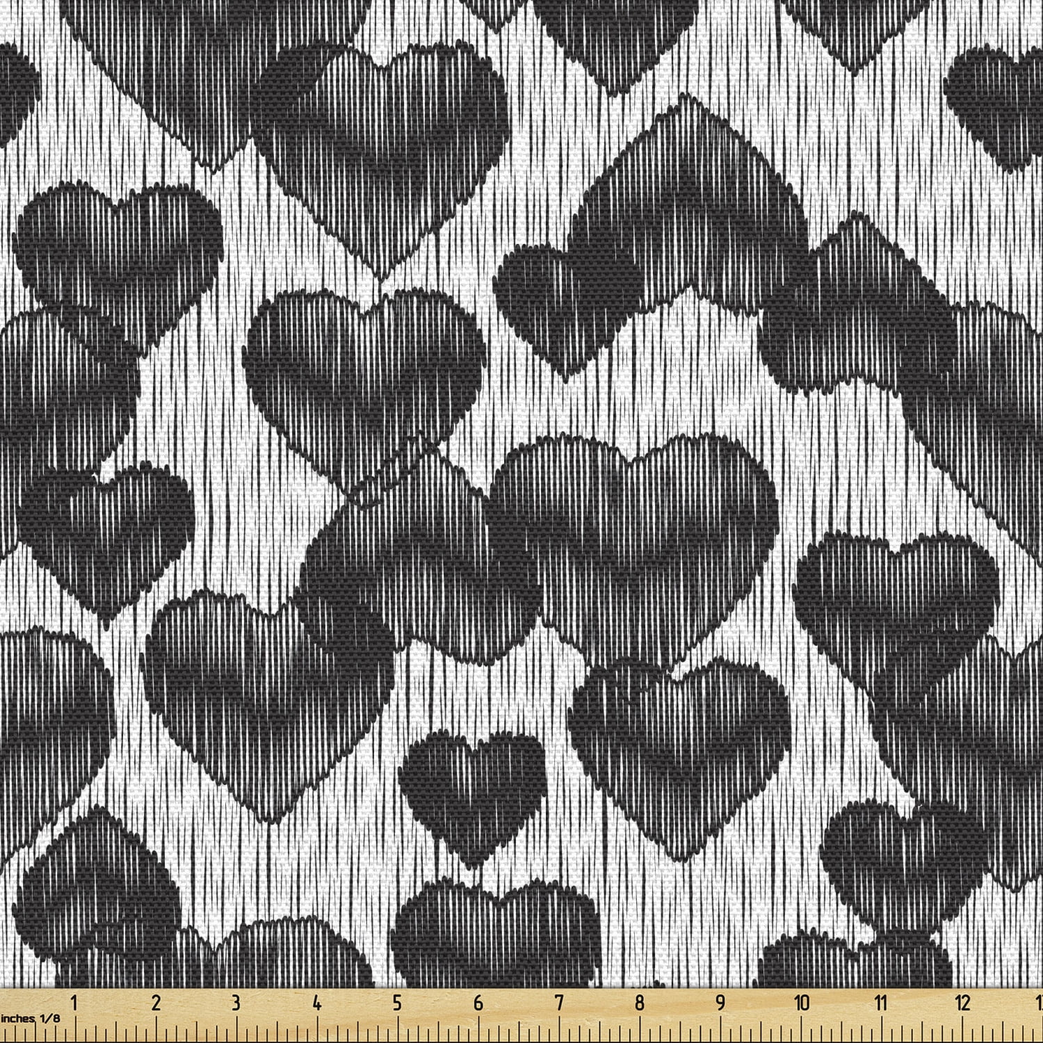 Ambesonne Romantic Fabric by the Yard Upholstery, Gothic Hearts Tattoo ...