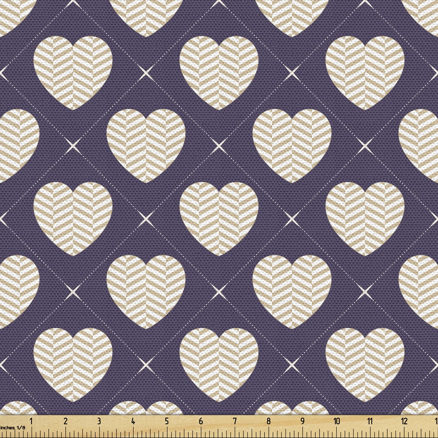 Ambesonne Romantic Fabric by the Yard Upholstery, Pastel Hearts Wavy ...