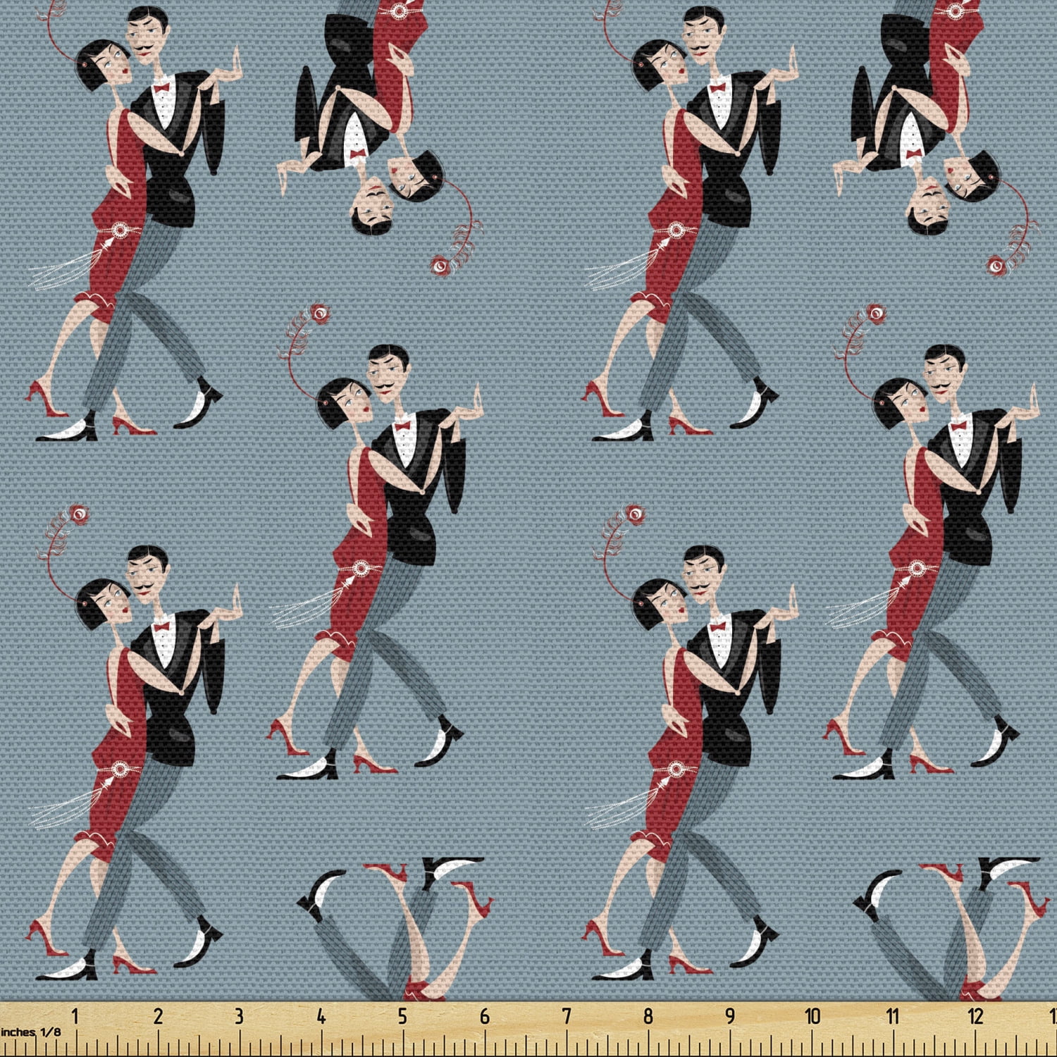 Romantic Fabric by the Yard, Valentine's Day Couple Tango Dancing on ...