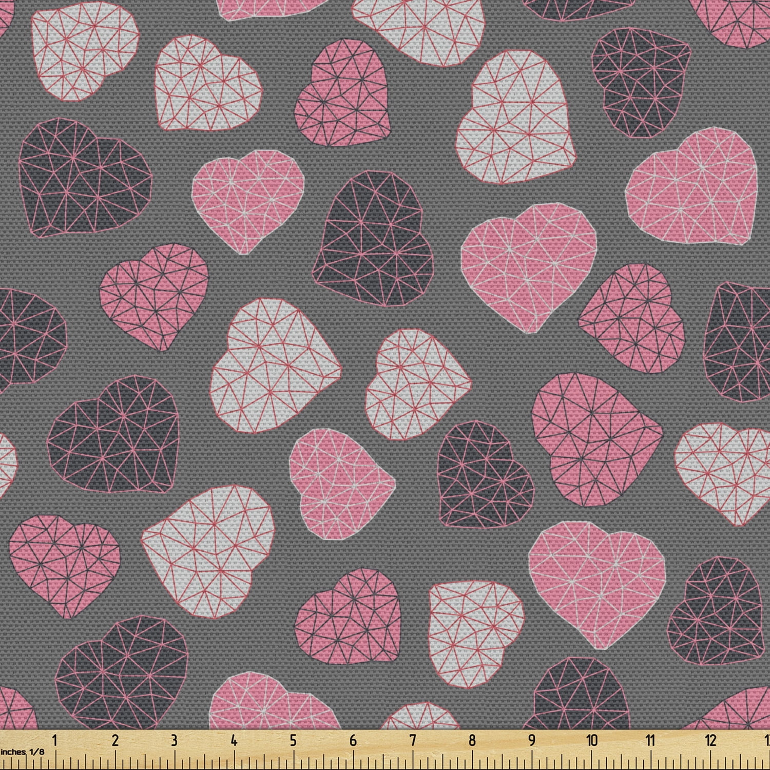 Ambesonne Romantic Fabric by the Yard Upholstery, Valentines Low-Poly ...