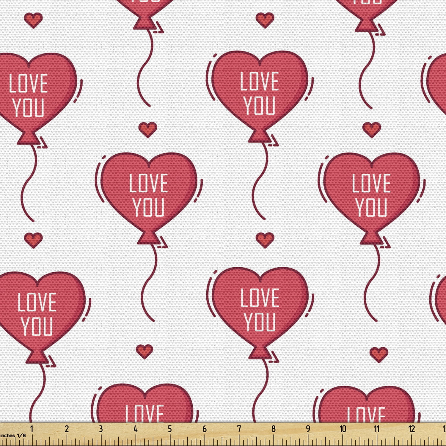 Romantic Fabric by the Yard, Valentines Day Theme Heart Shaped Love You ...