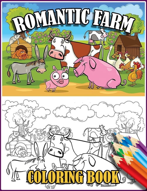 Romantic Farm Coloring Book: 30 Big, Simple and Fun Designs Farm ...