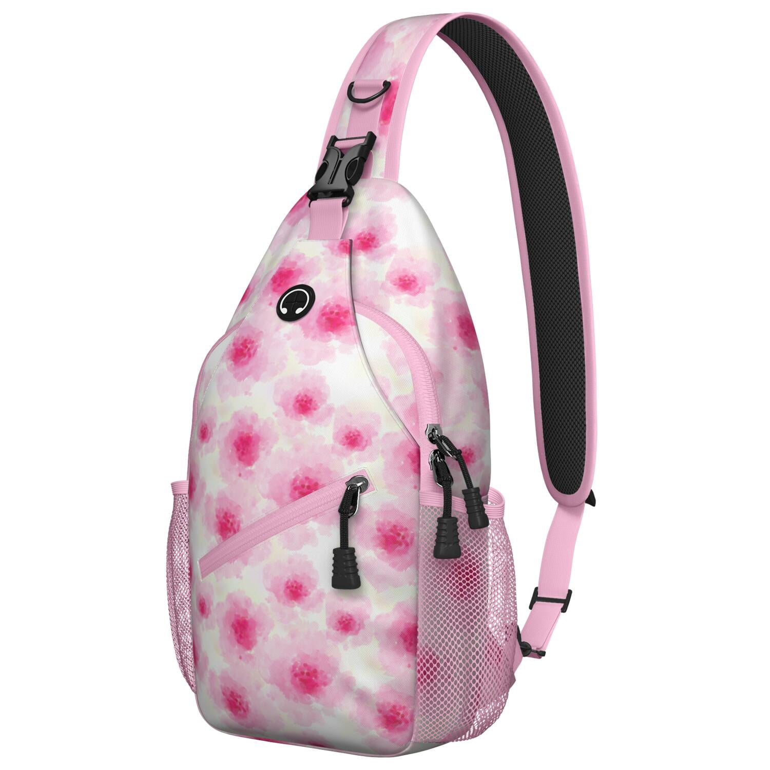 Romantic Floral Design Chest Bag Vintage Sling Backpack with Mesh Sides ...