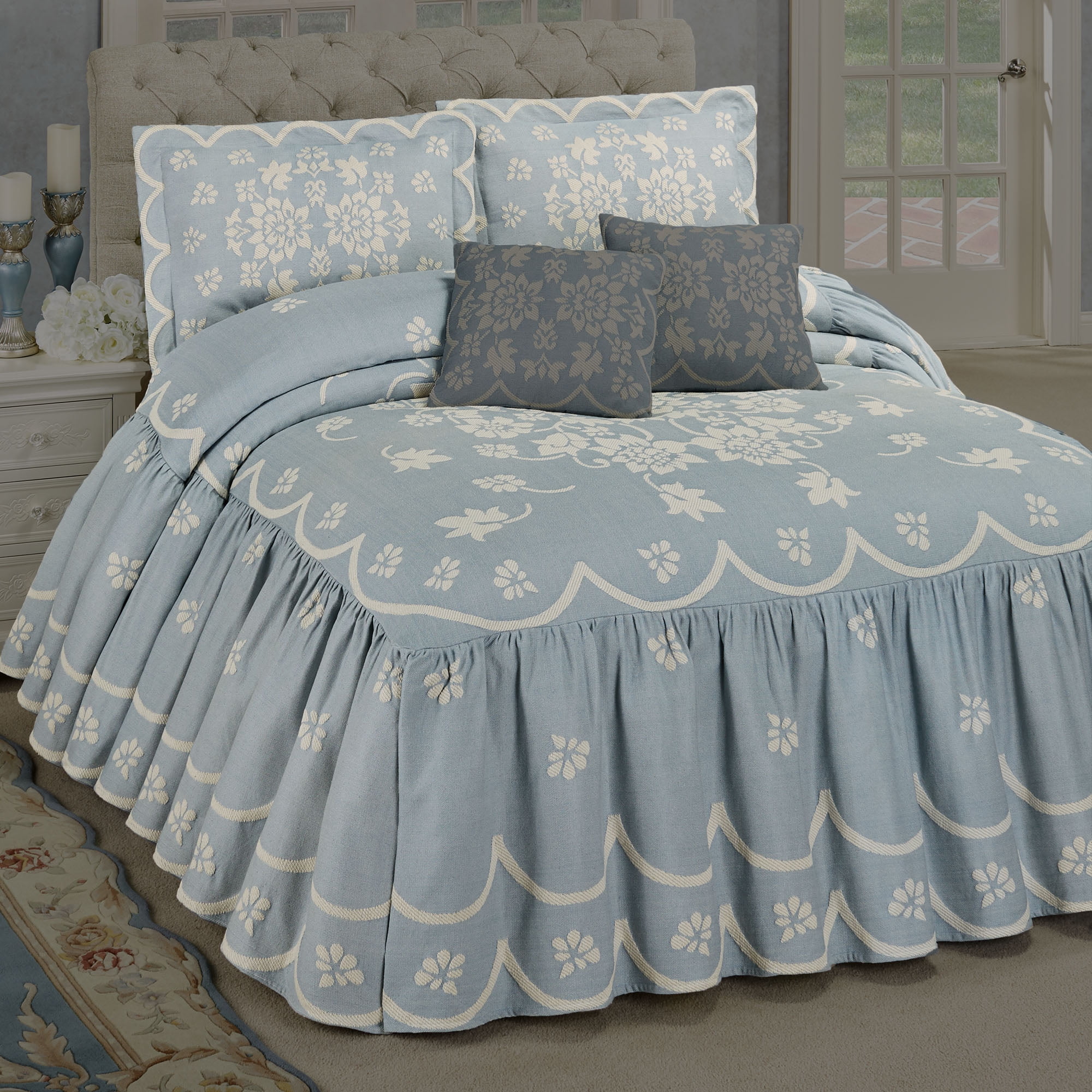 Romantic Floral Primrose Oversized Grande Sterling Blue Flounce Style ...