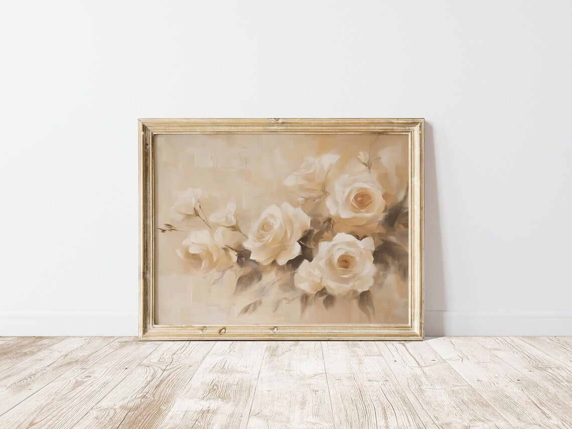 Romantic Garden Impressionist Painting, Vintage Still Life Oil Painting ...