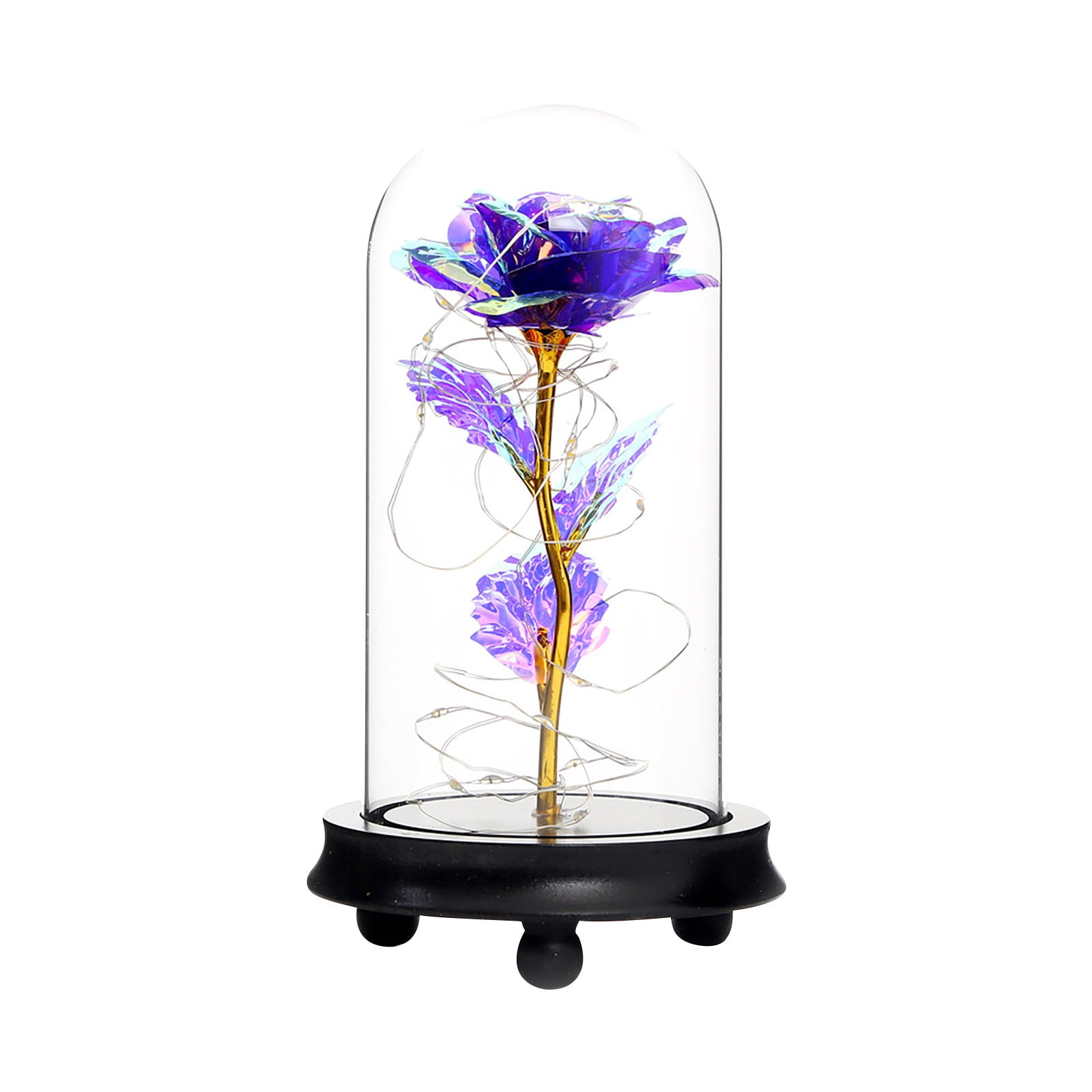 Romantic Glass Rose Flower Wedding LED Light Decoration Valentine's Day ...