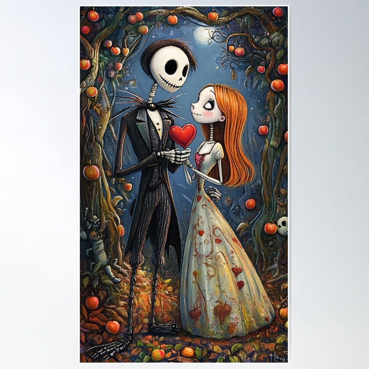 Romantic Gothic Skeleton Couple – Dark Fairytale Love Poster Wall Art ...
