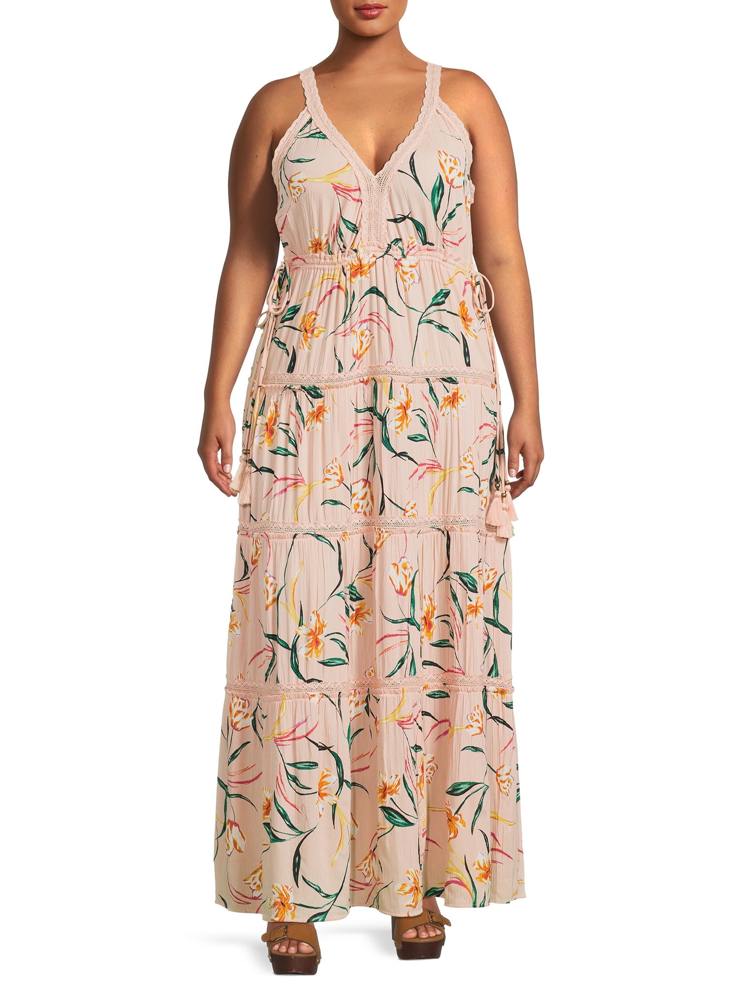 Romantic Gypsy Women's Plus Size Crochet Trim Maxi Dress - Walmart.com
