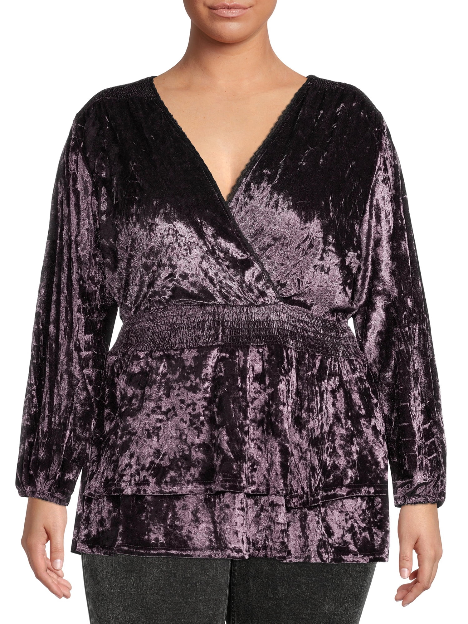 Romantic Gypsy Women's Plus Size Crushed Velvet Wrap Top - Walmart.com