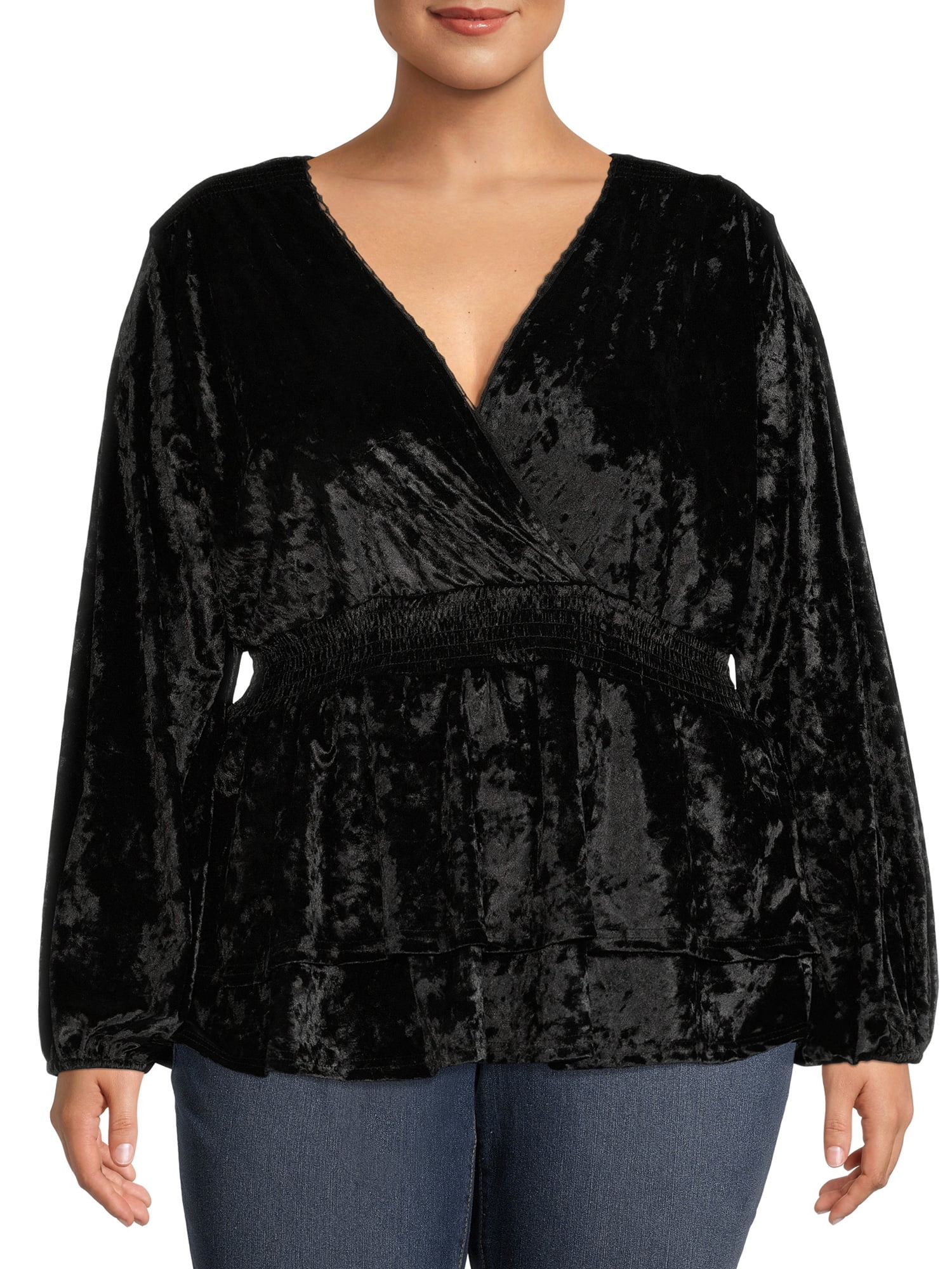 Romantic Gypsy Women's Plus Size Crushed Velvet Wrap Top - Walmart.com