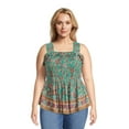 Romantic Gypsy Women's Plus Size Printed Tank Top with Smocked Bodice ...