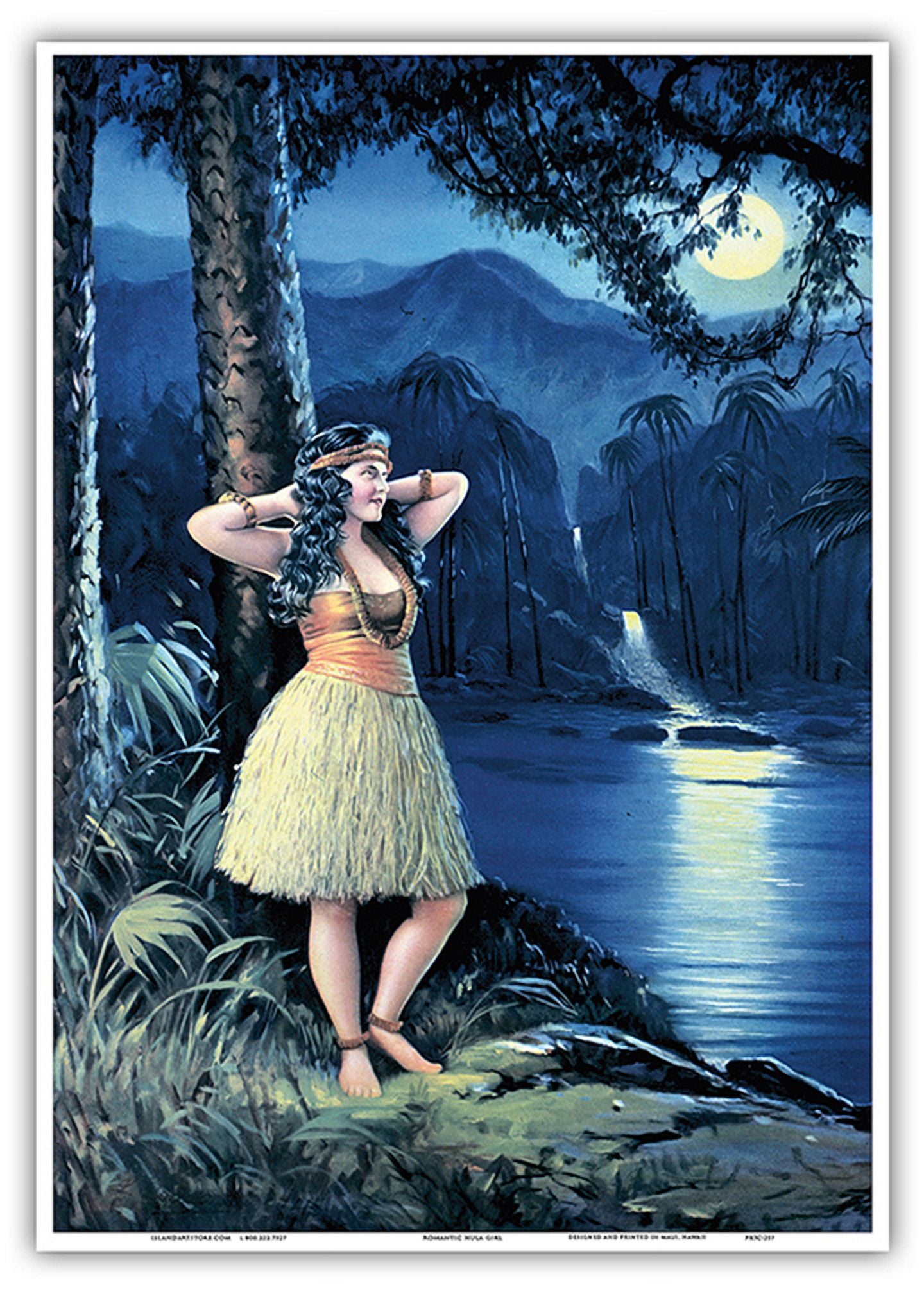 Retro Fine Wall Decor: Hawaiian Hula Girl Vintage Print c.1930s ...