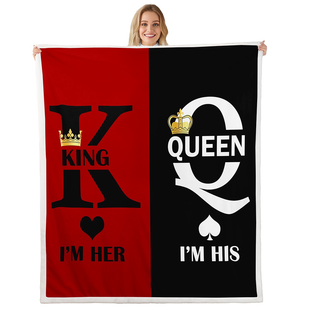 Romantic Her His Throw Blanket Throw 50"X60",King And Queen Crown ...
