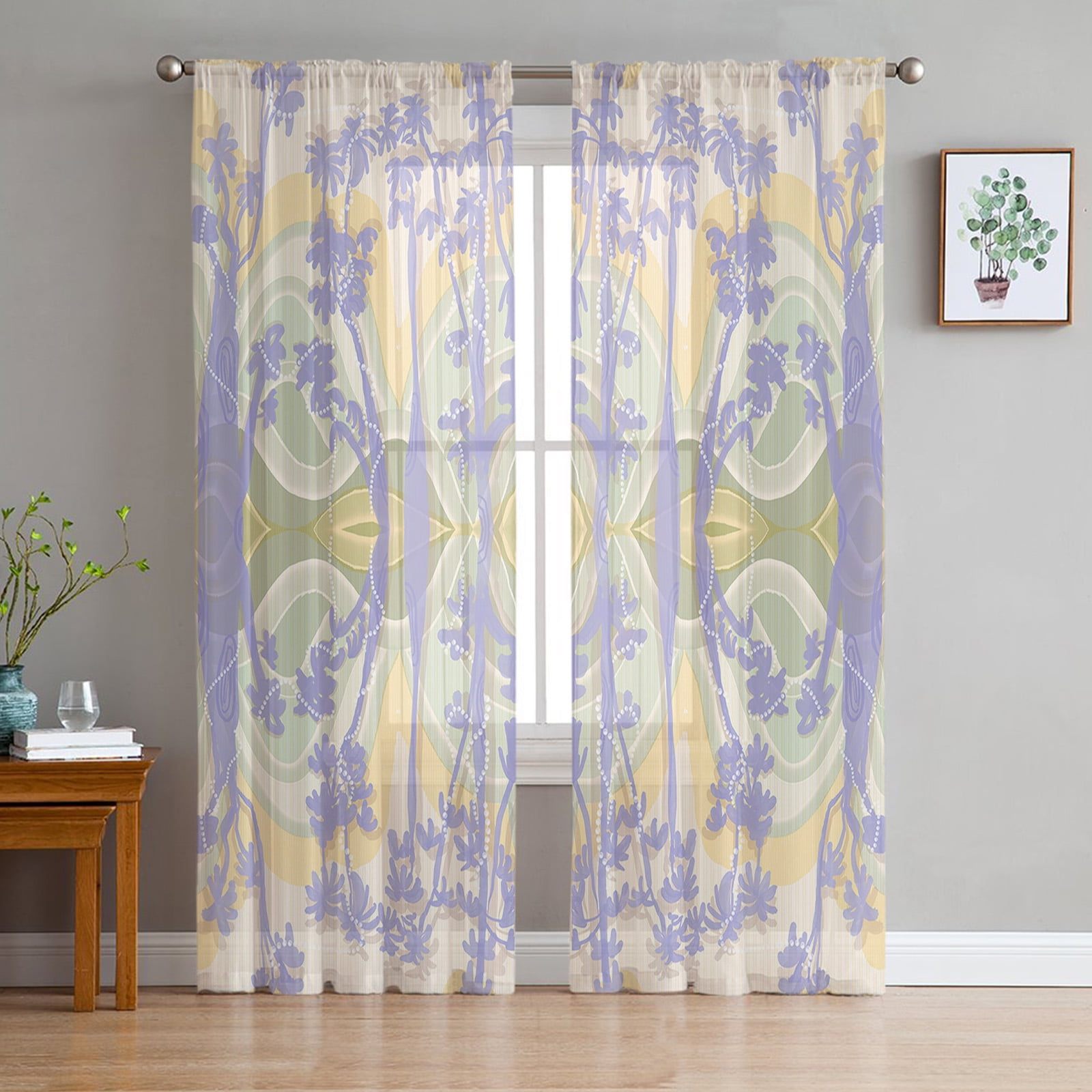 Romantic Holiday Coconut Purple Texture Tulle In Sheer Curtains For ...
