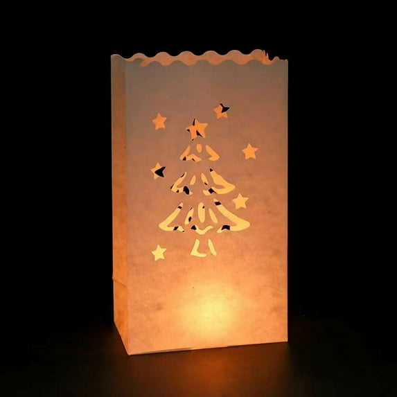 Romantic Hollow Luminary Lantern Paper Bag, Tea Light Holder, Flame ...