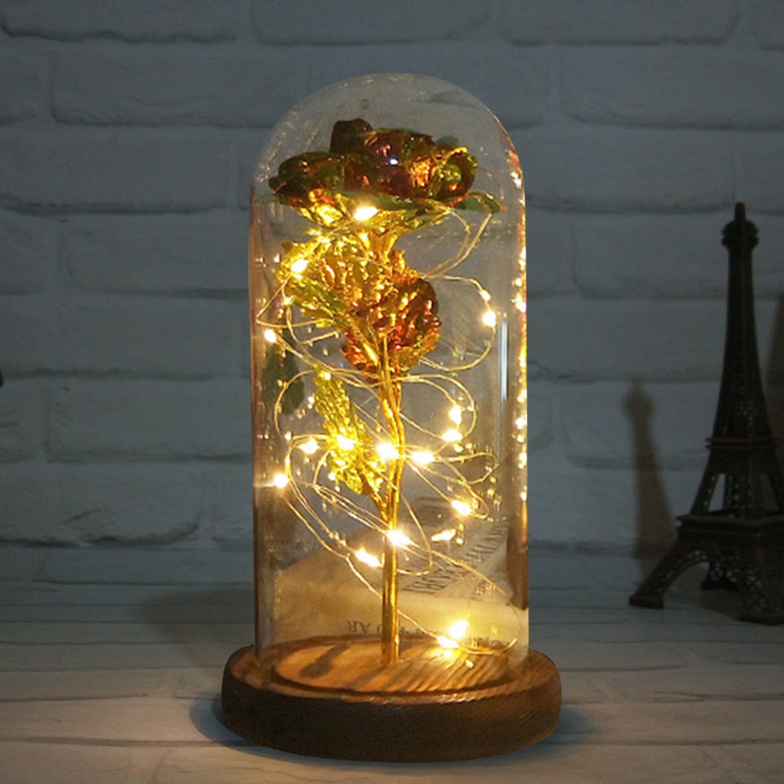 Romantic Immortal Flower Micro Rose Simulation Glass Shade Led Llight ...