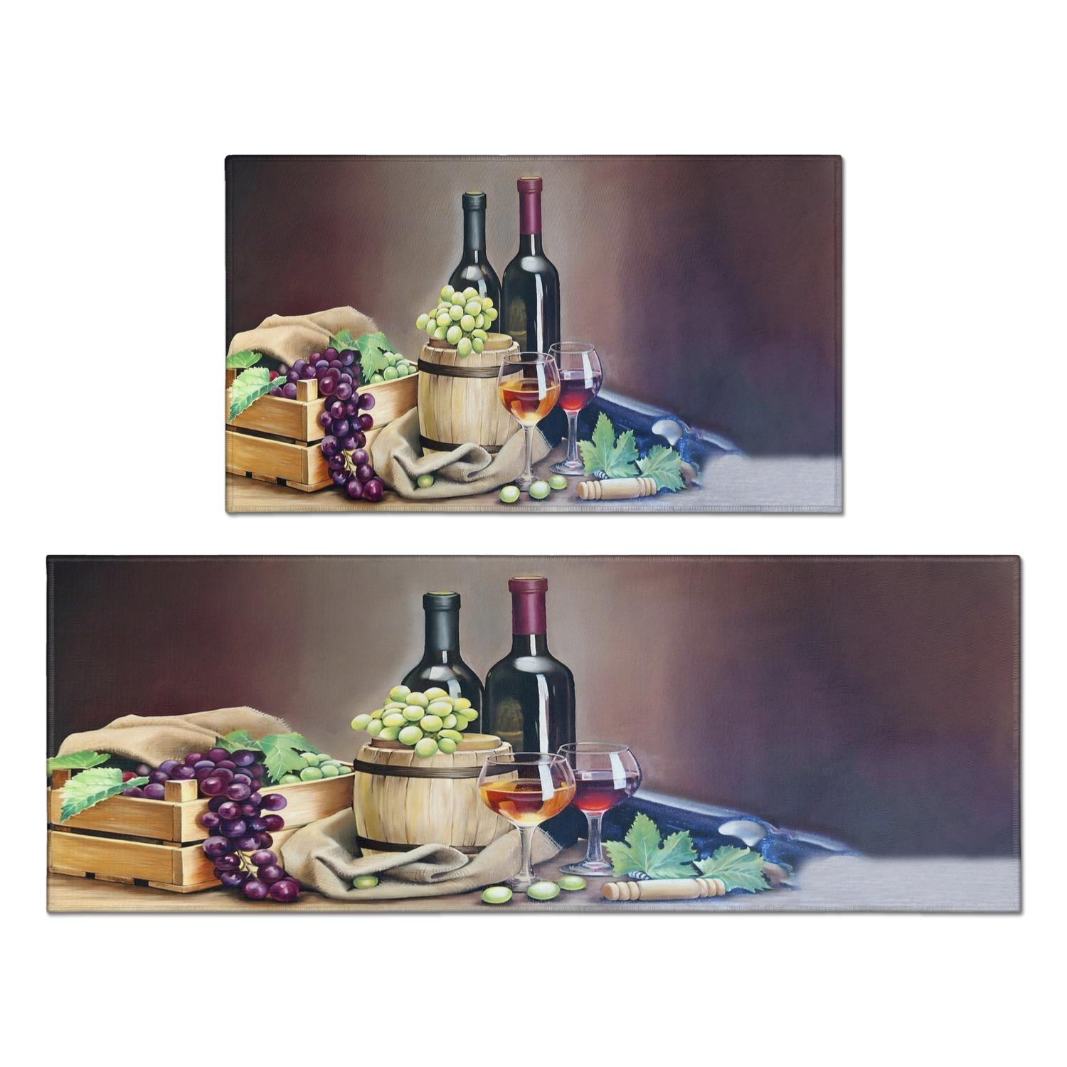 Romantic Kitchen Decor with Non-Skid, Washable Farmhouse Wine Kitchen ...