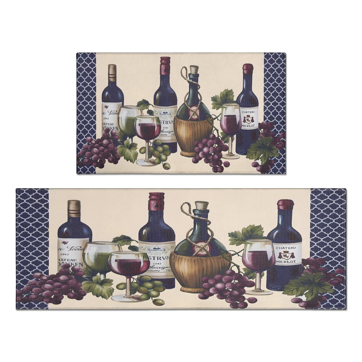 Romantic Kitchen Decor with Red Wine Kitchen Rugs, Washable & Non-Skid ...