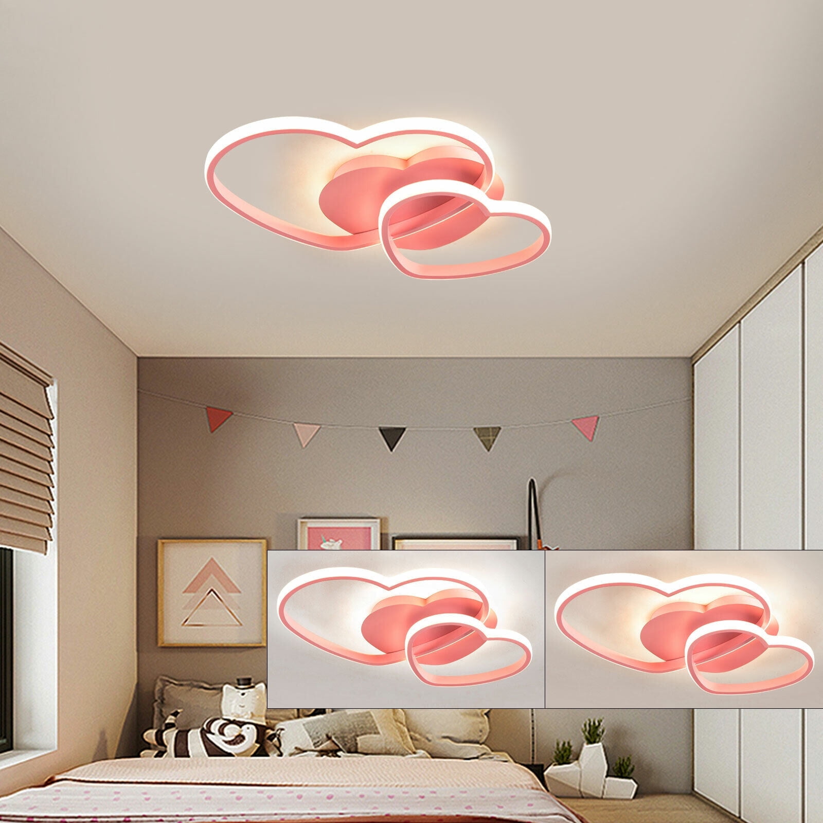 Romantic LED Heart-Shaped Ceiling Light Fixture Indoor Dimmable Pendant ...