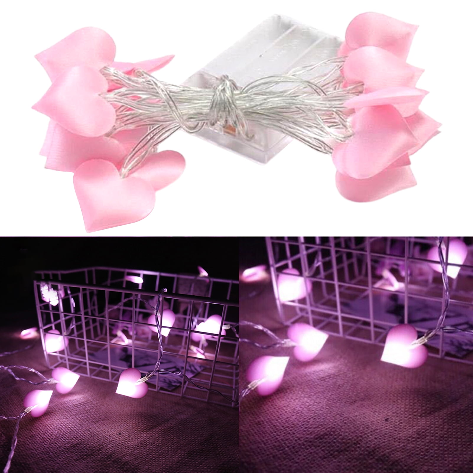 Romantic LED Love Heart Fairy String Light - Pink Decorative Ambient ...