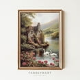 Romantic Lakeside Swan English Landscape Vintage Cottagecore Poster ...