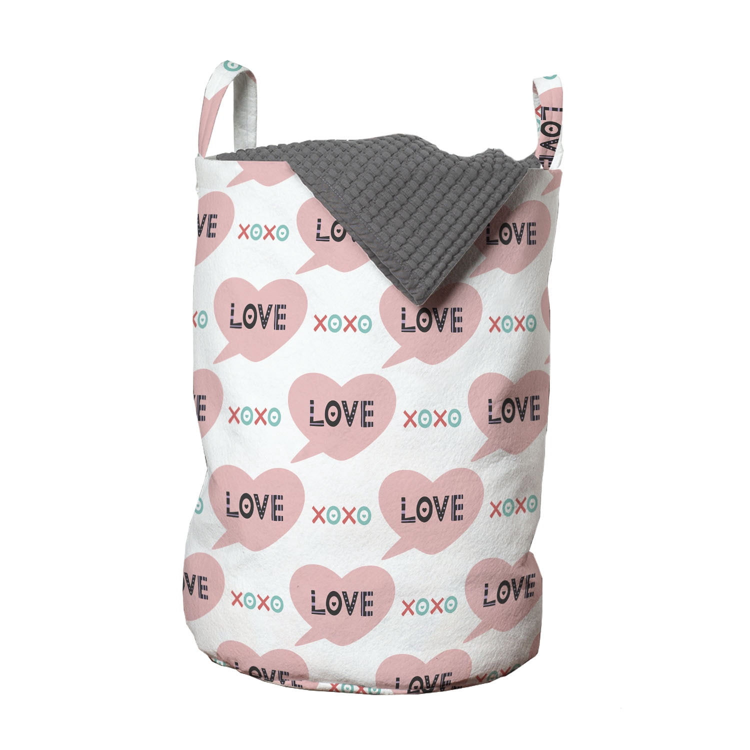 Romantic Laundry Bag, Valentine's Day Hearts Along Xoxo Letters Love ...