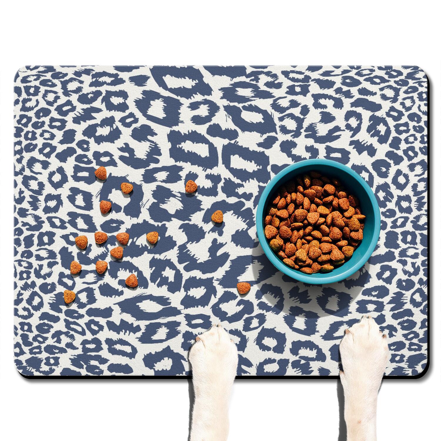 Romantic Leopard Print Pet Mat - Cartoon-Inspired Cheetah Spots Feeding ...