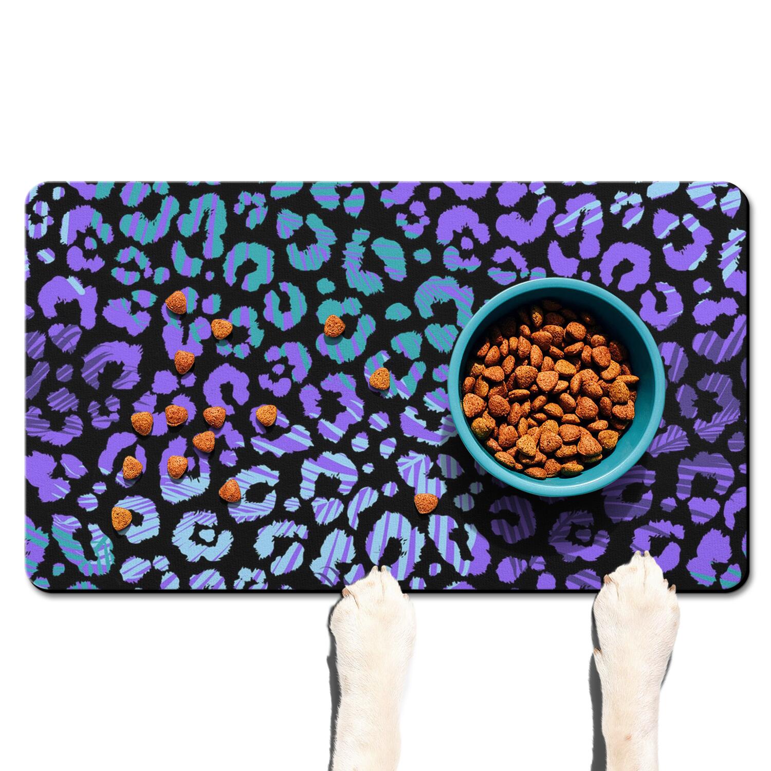 Romantic Leopard Print Pet Mat - Cartoon-Inspired Cheetah Spots Feeding ...