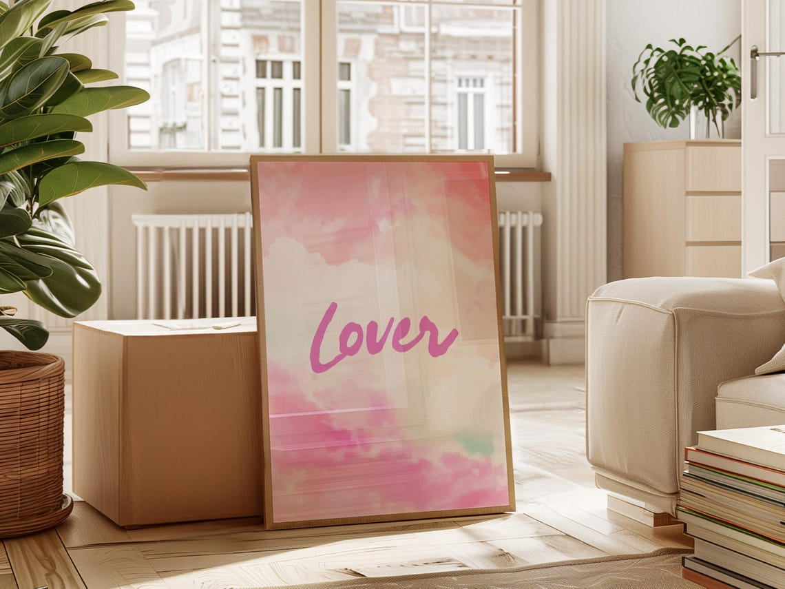 Romantic Lover Poster - Dreamy Pink Watercolor Cloud Background With ...