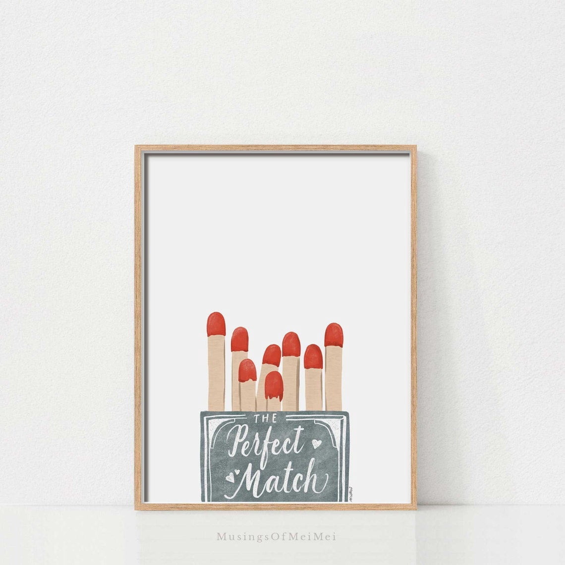 Romantic Matchstick Art Poster The Perfect Match Illustration Wall For ...