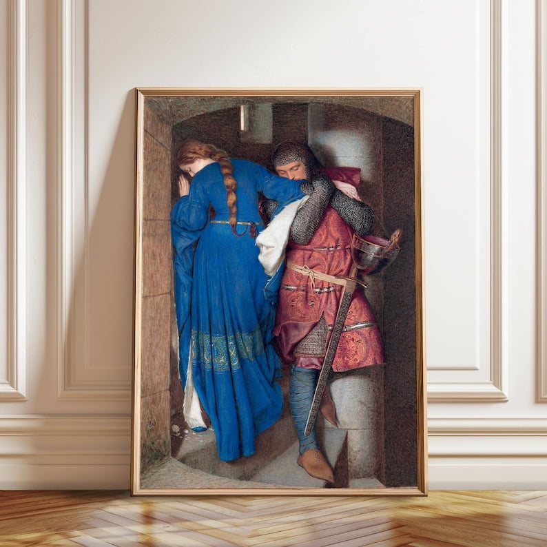 Romantic Painting Meeting on Turret Stairs Frederic William Burton Home ...