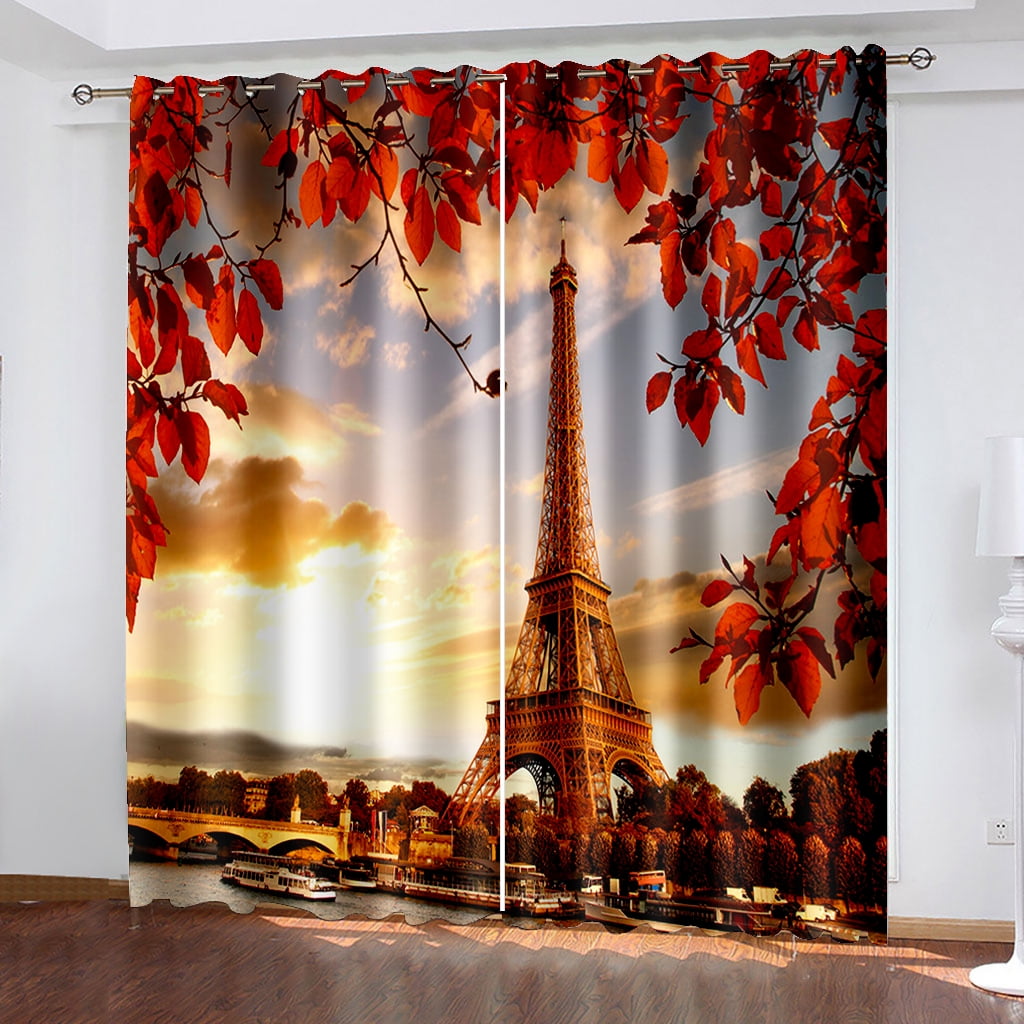 Romantic Paris Effiel Tower Couple On Sale Window Curtains Drapes for Kids Bedroom Living Room ...