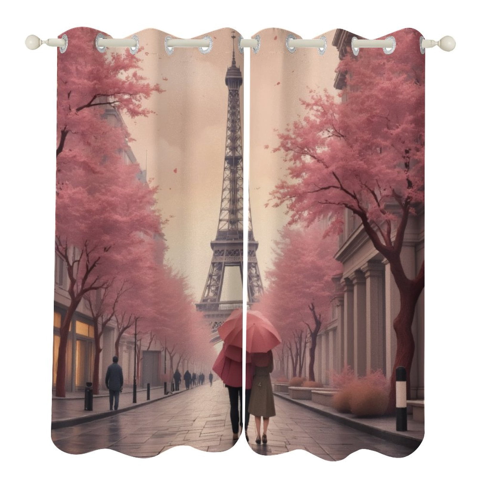 Romantic Paris Walk Blackout Window Curtains for Bedroom Living Room ...