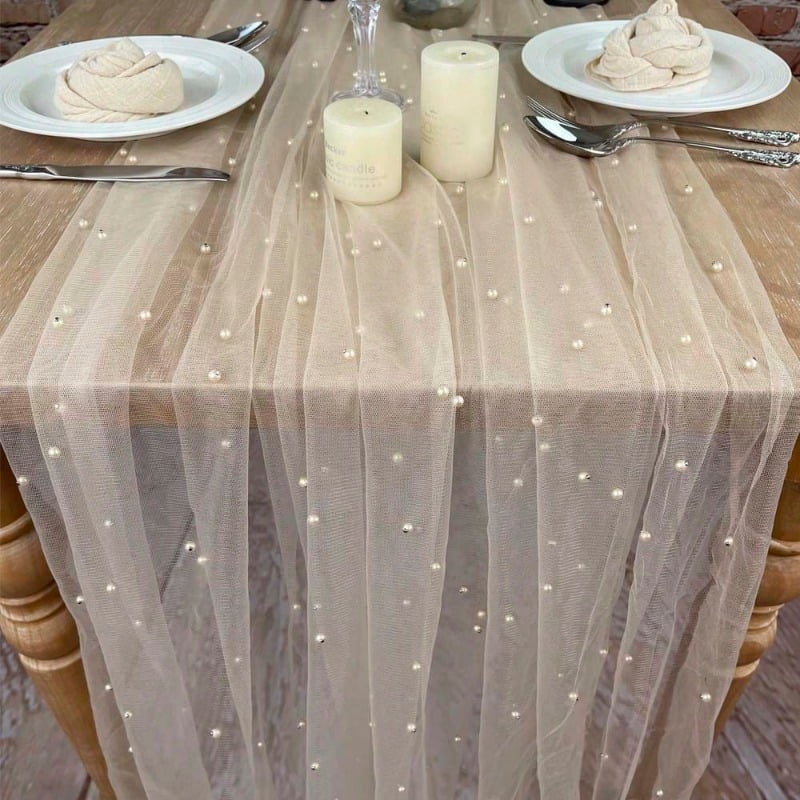 A Romantic Pearl Lace Table Runner For Wedding Arch Decoration, Bridal ...
