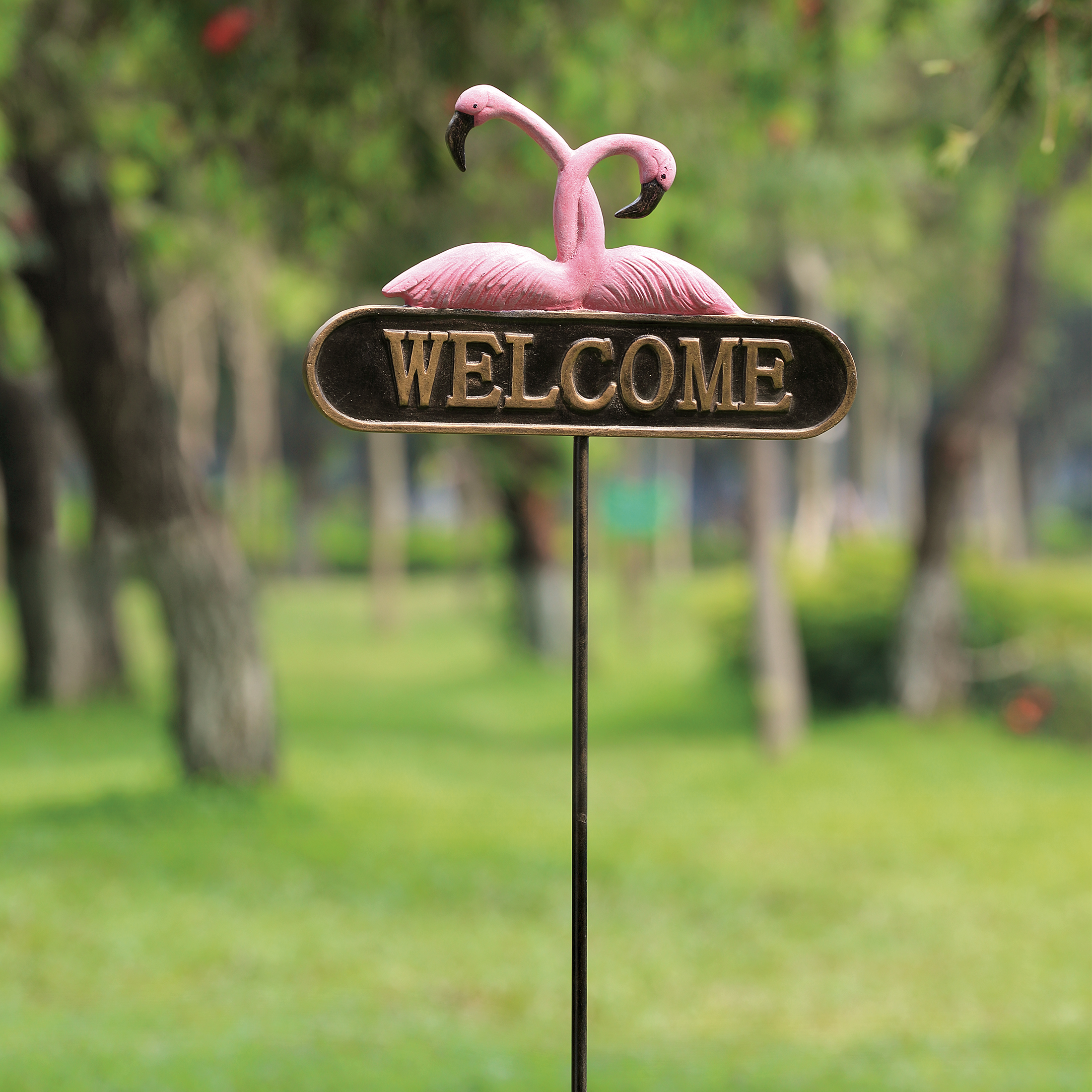 Romantic Pink Flamingos Metal Garden Sign - Walmart.com