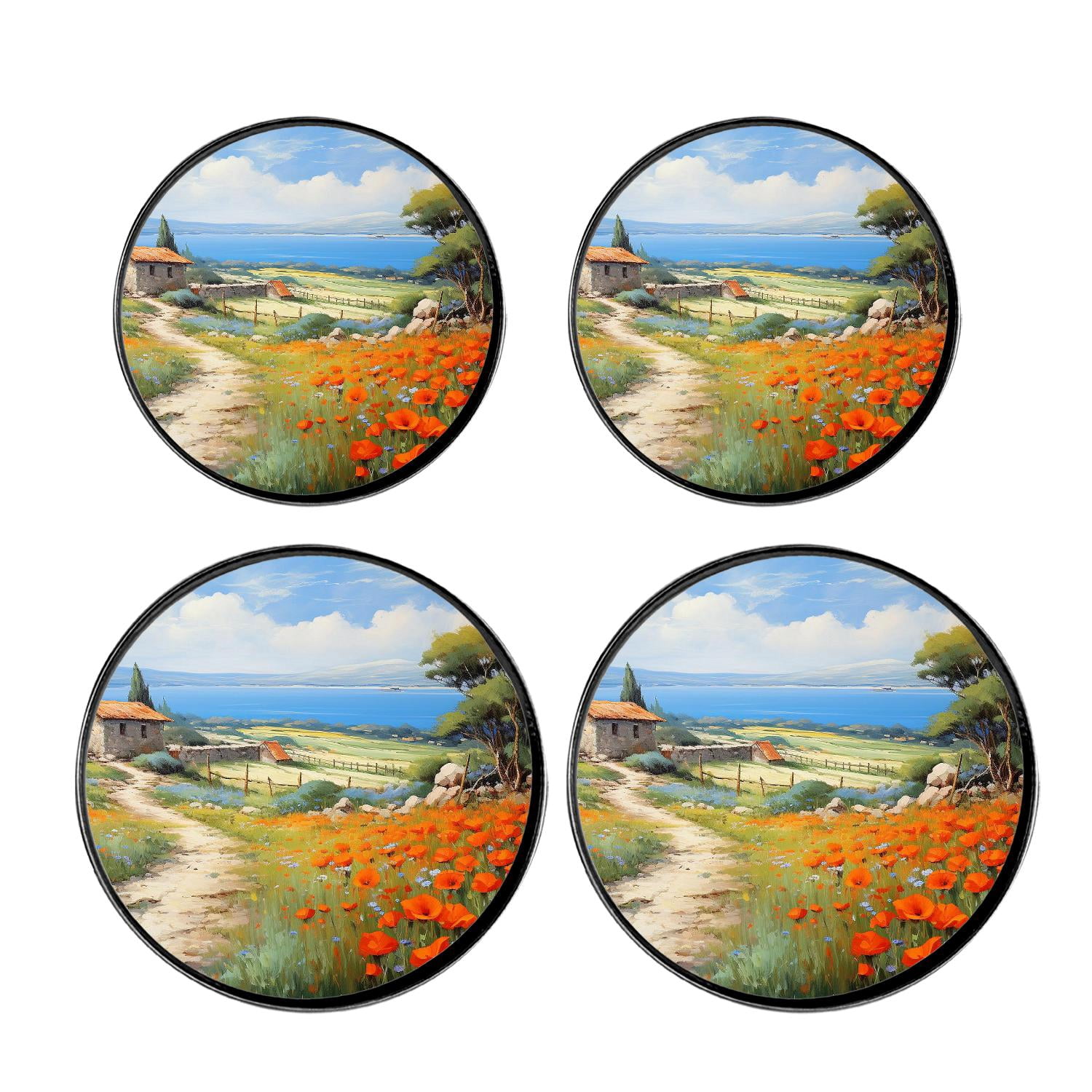 Romantic Poppy Red Flower Field Picture Stove Burner Covers Set,Gas ...