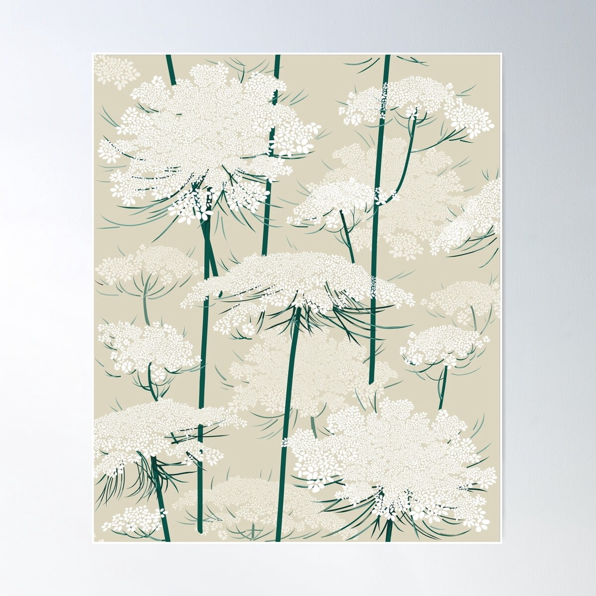 Romantic Queen Annes Lace Pattern | Cream Poster Wall Art, Modern Wall ...