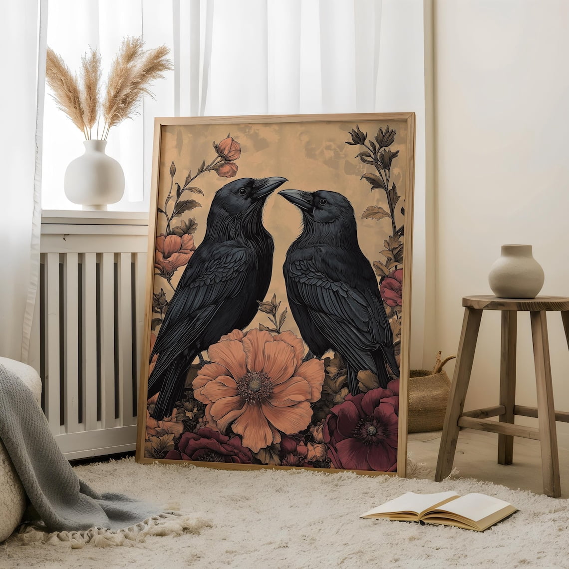 Romantic Raven Couple Poster,Couple Gift,Moody Raven Couple Vintage ...