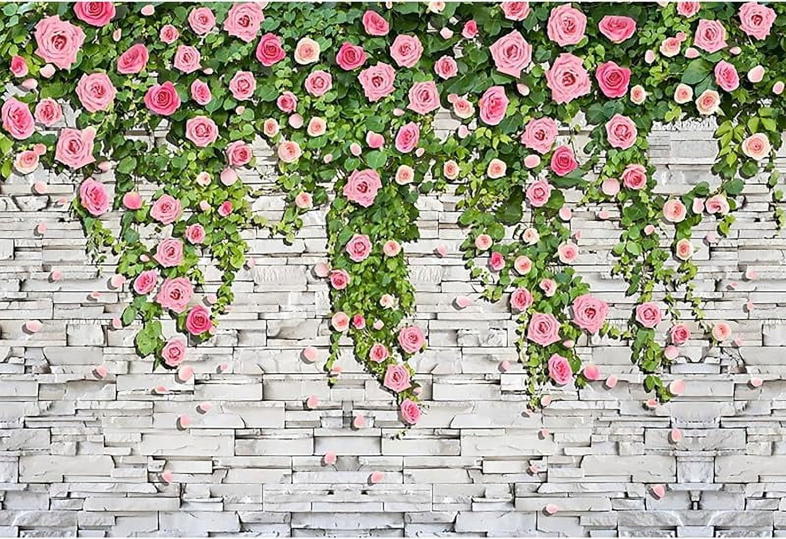 Romantic Red Blossom Backdrop Italy Style Windows House Stone Wall ...