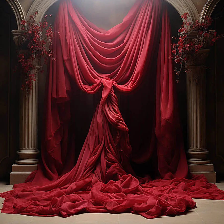 Romantic Red Curtain Window Adult Birthday Wedding Maternity Portrait r ...