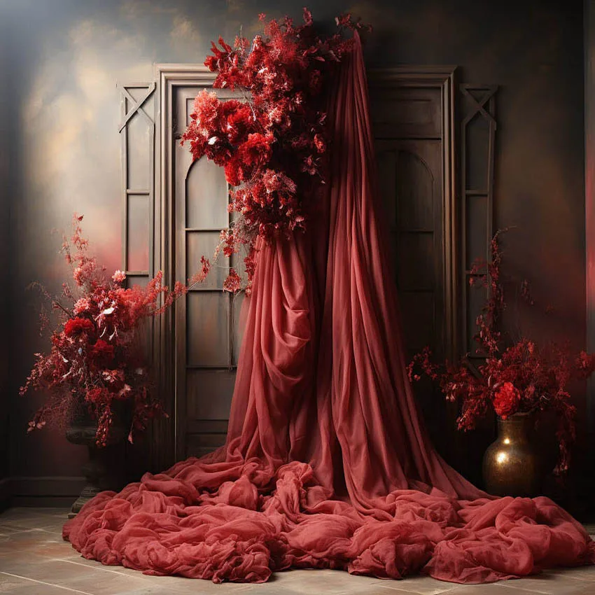 Romantic Red Curtain Window Adult Birthday Wedding Maternity Portrait r ...