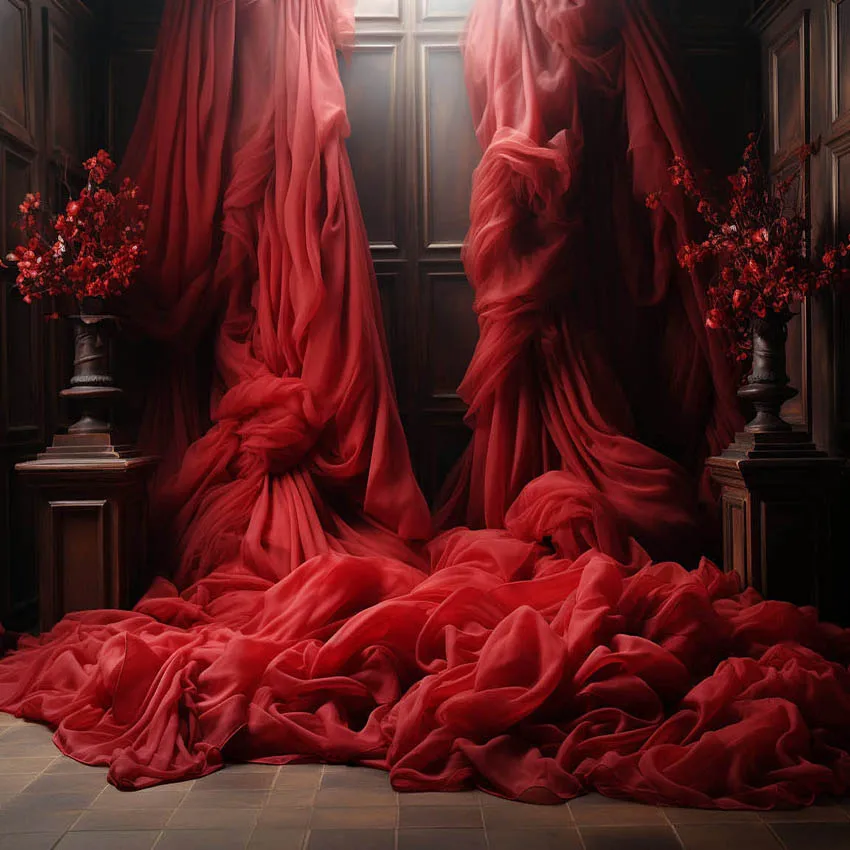 Romantic Red Curtain Window Adult Birthday Wedding Maternity Portrait r ...