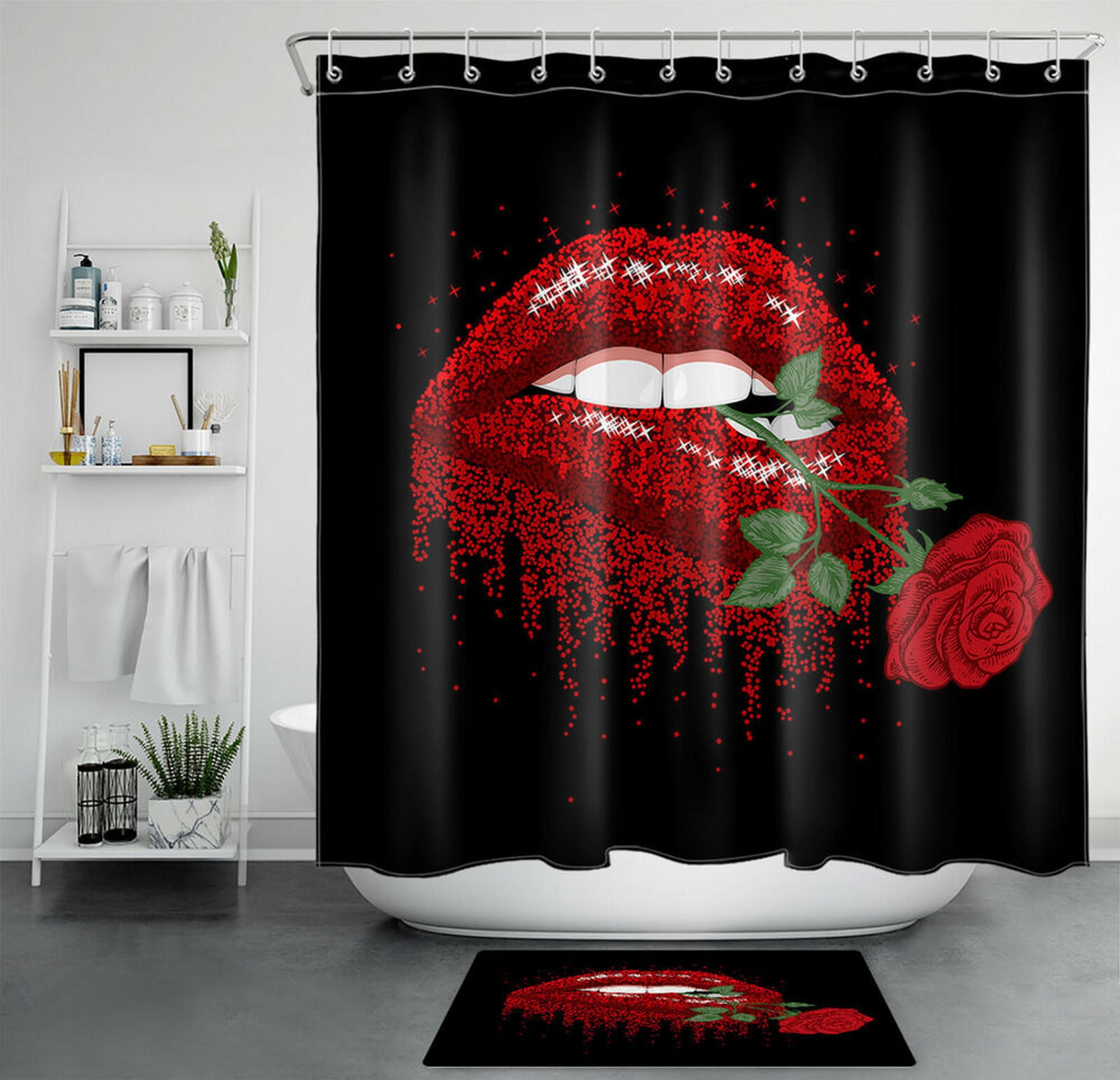 Romantic Red Lips Shower Curtain - Love Blooms in Your Bathroom ...