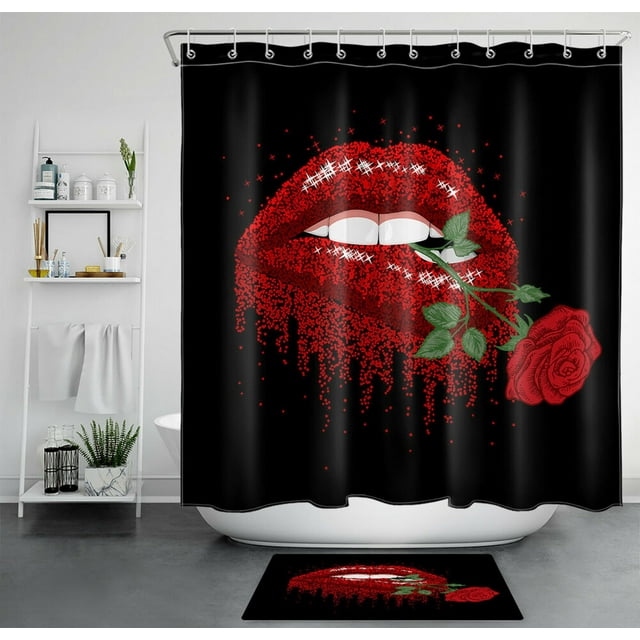 Romantic Red Lips Shower Curtain - Love Blooms in Your Bathroom ...